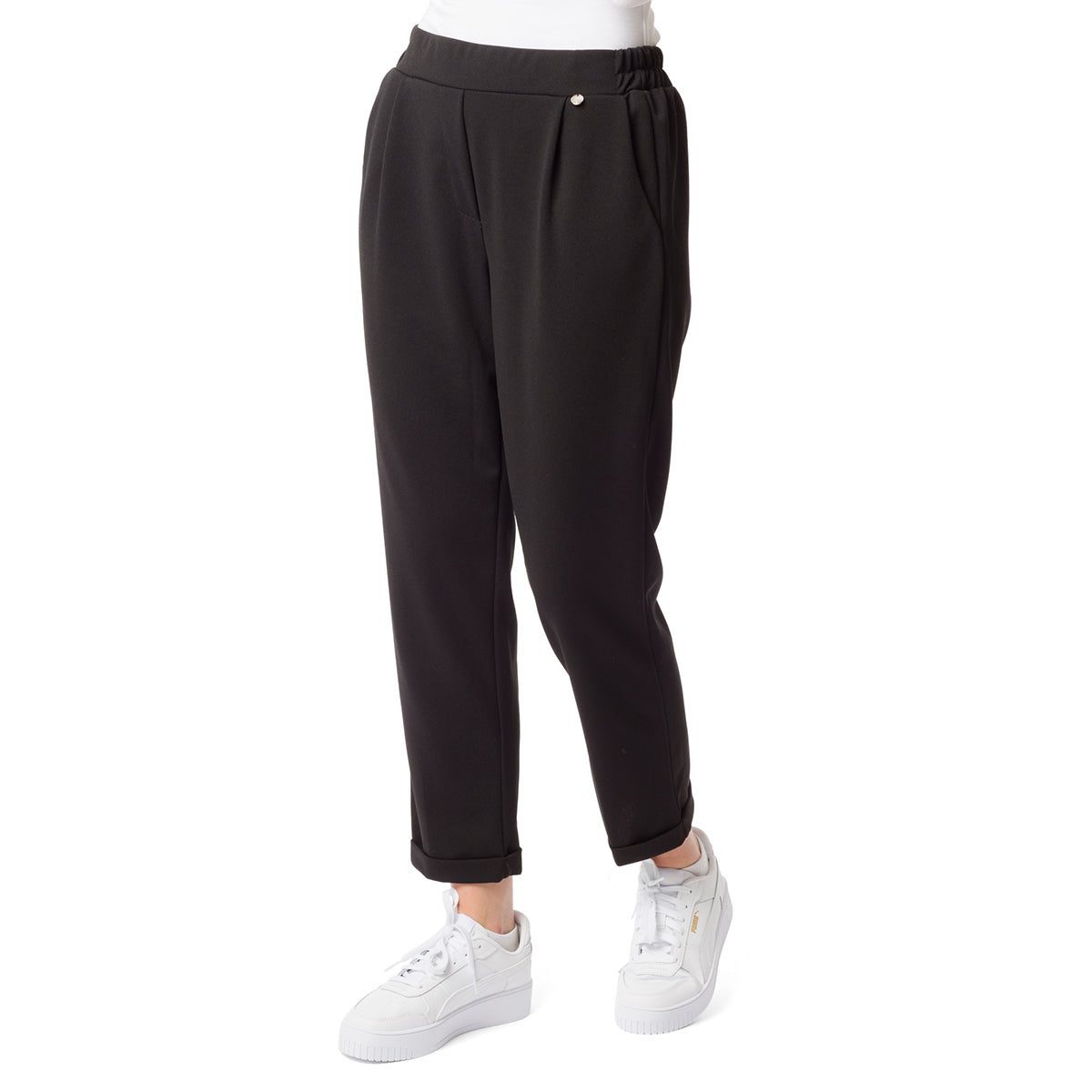 Pantaloni neri da donna con vita elasticizzata Swish Jeans— PittaRosso