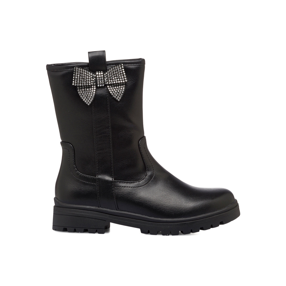 Stivaletti neri da bambina con fiocco di strass Le scarpe di Alice ...